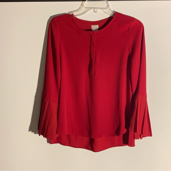 Chico's | Tops | Chicos Womens Red Tunic Blouse Bell Sleeves Long ...